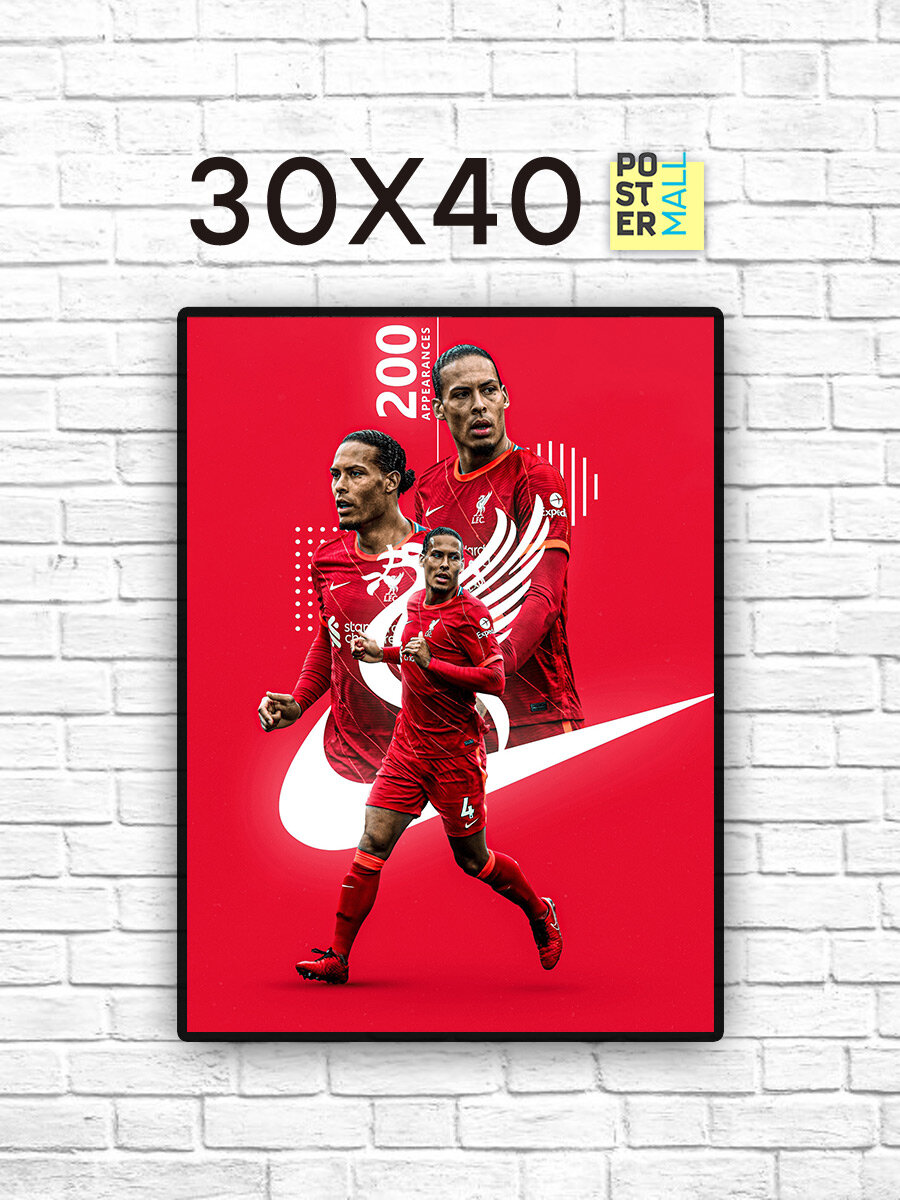 Постер для интерьера на стену (30х40 см). Футбол - Вирджил ван Дейк