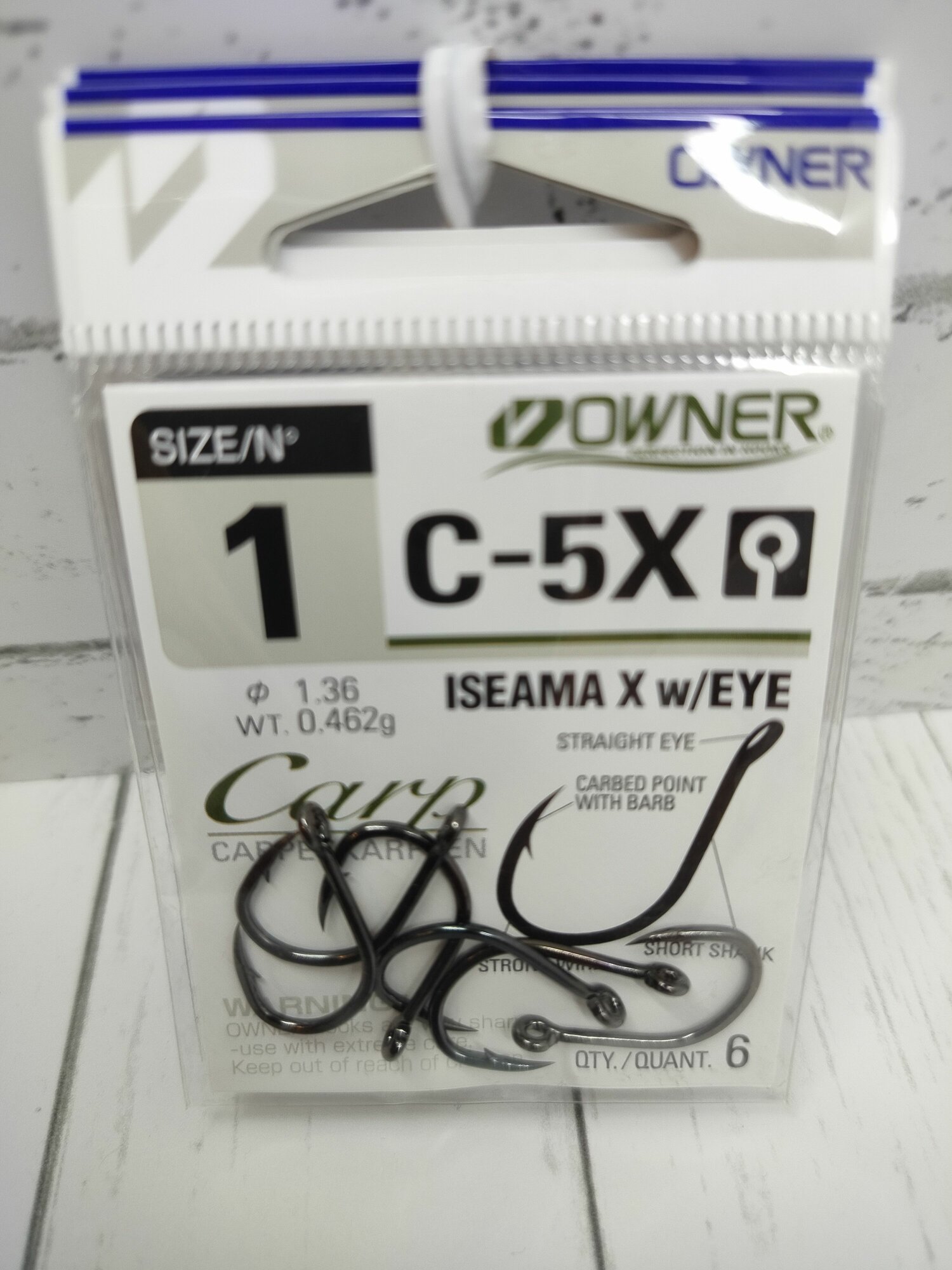 OWNER Крючок рыболовный С-5Х №1-5уп (30шт)ISEАMА X w/EYE