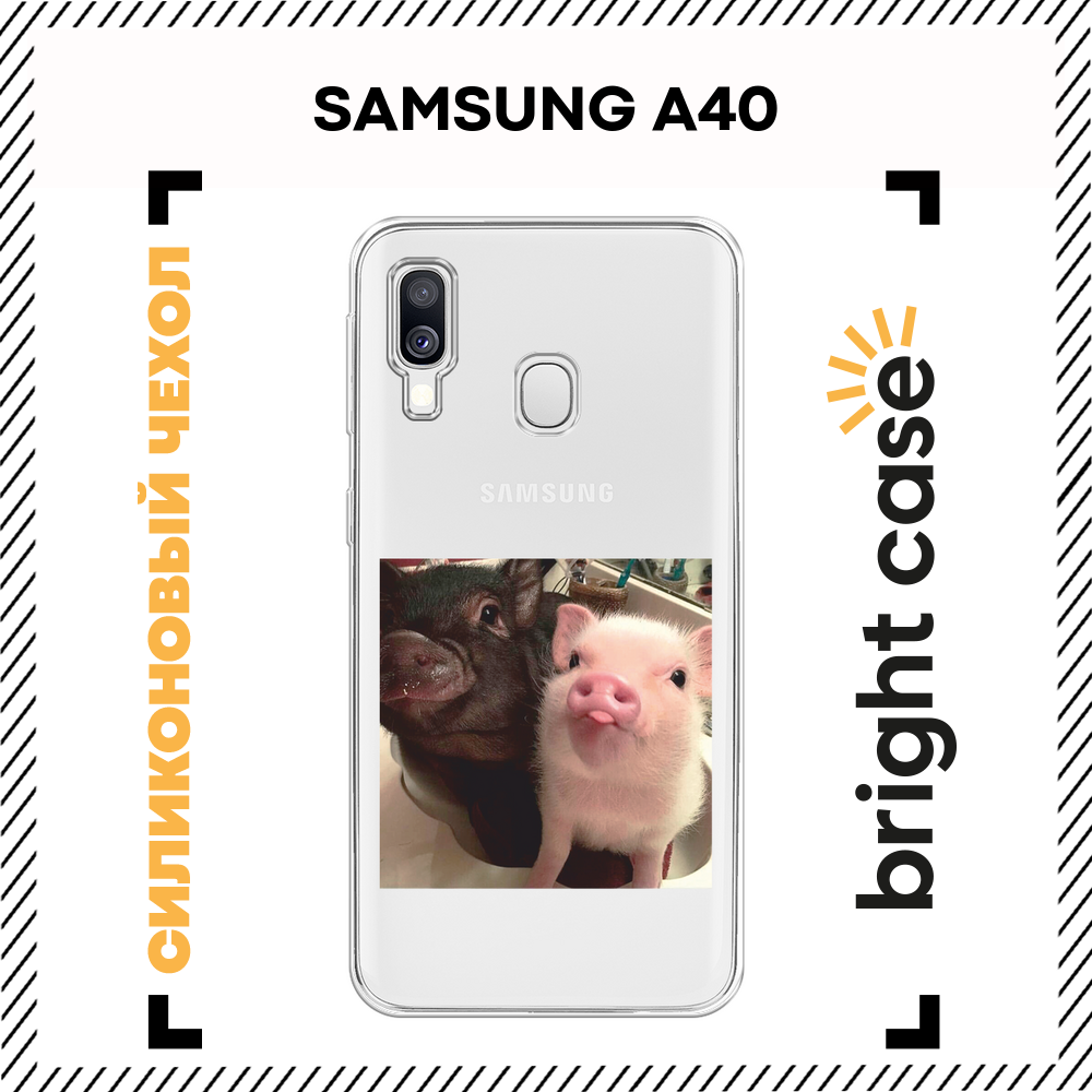 Чехол на Samsung Galaxy A40 / Самсунг A40 с принтом Два поросенка, прозрачный