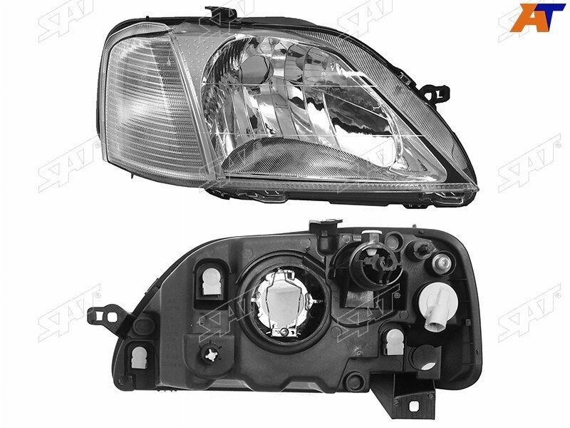 . SAT Фара для RENAULT LOGAN 05-10 правая хрусталь, с корректором