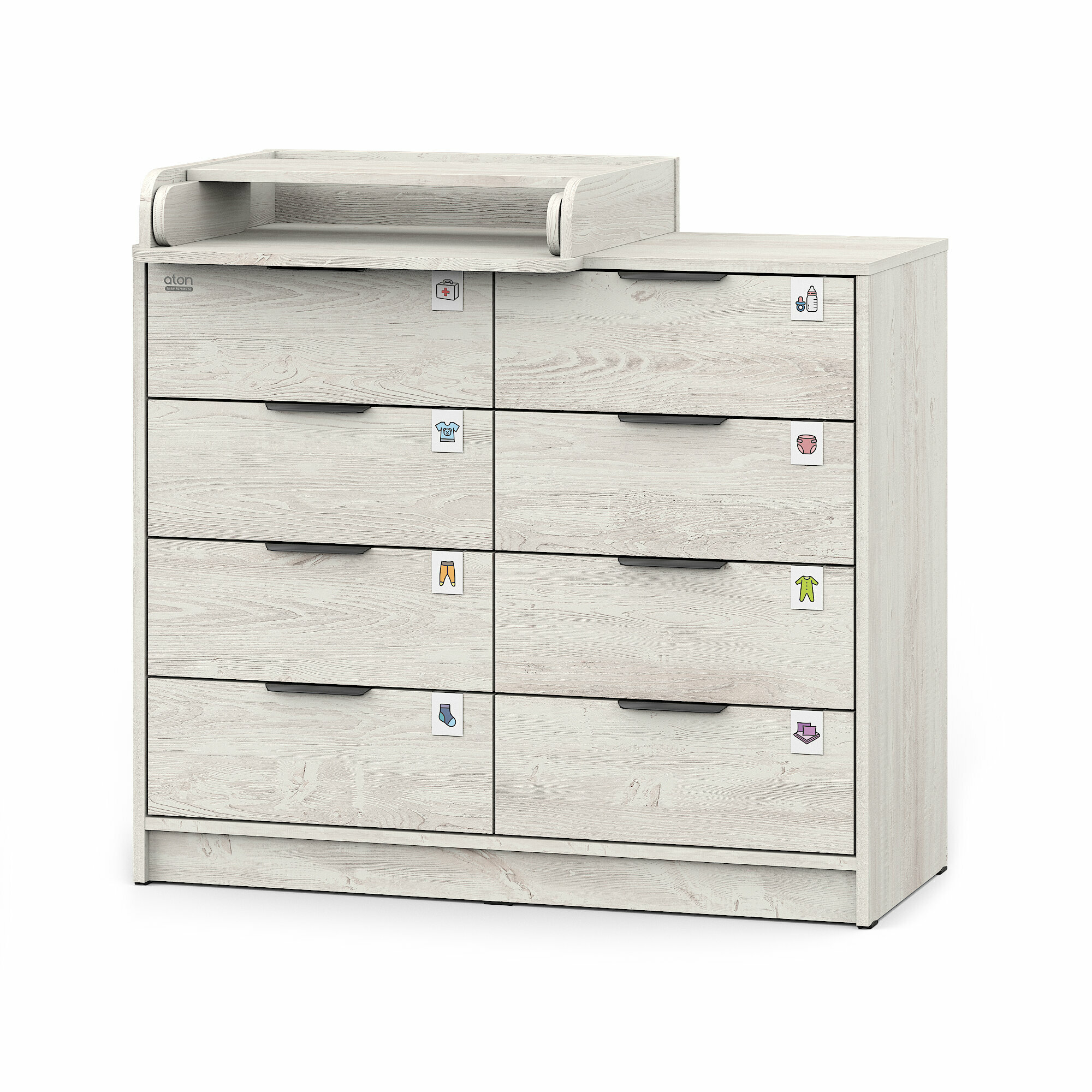 Атон комод "Zeus" шариковые направляющие 8 ящ. Сосна касцина