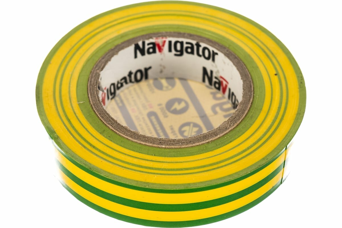 Navigator Изолента ПВХ 15 мм на 20 м желто-зеленый цвет NIT-B15-20/YG 71108