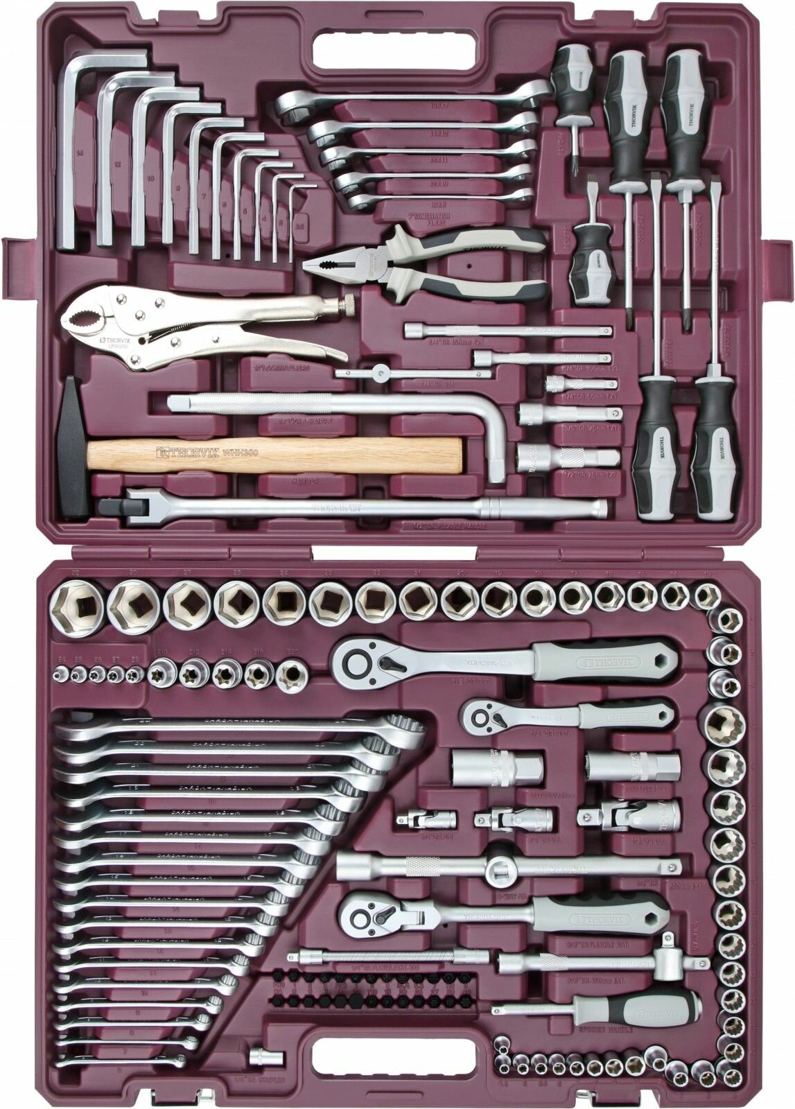 Набор инструмента универсальный 1/4", 3/8" и 1/2"DR, 142 предмета Thorvik TS142