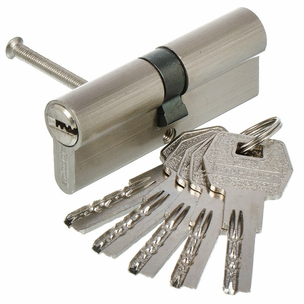 Личинка замка двери Стандарт, MAX 80, 14 790, 80 мм, матовый никель, 5 перфоключей