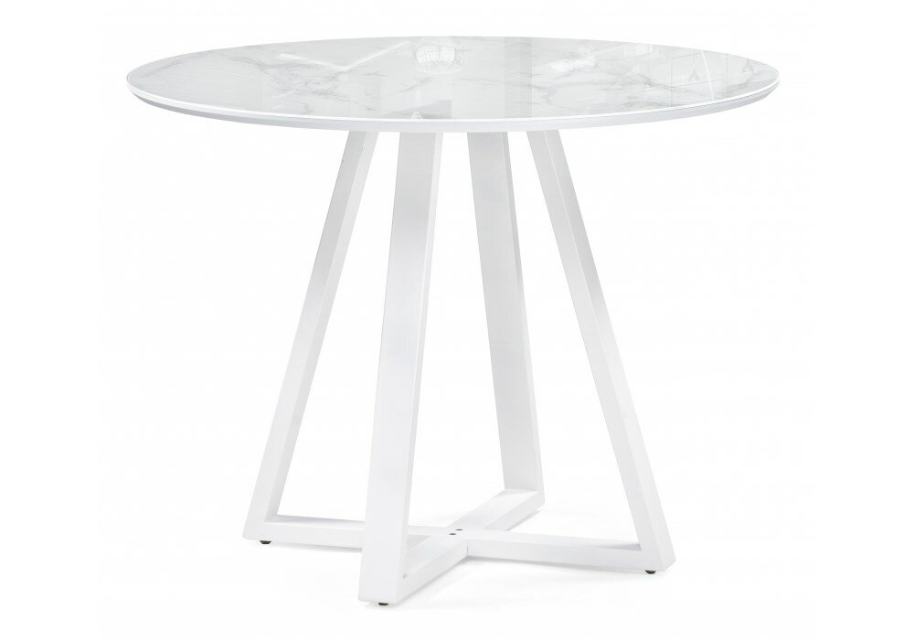 Стол стеклянный Woodville Стеклянный стол Норфолк 100х78 белый мрамор / белый