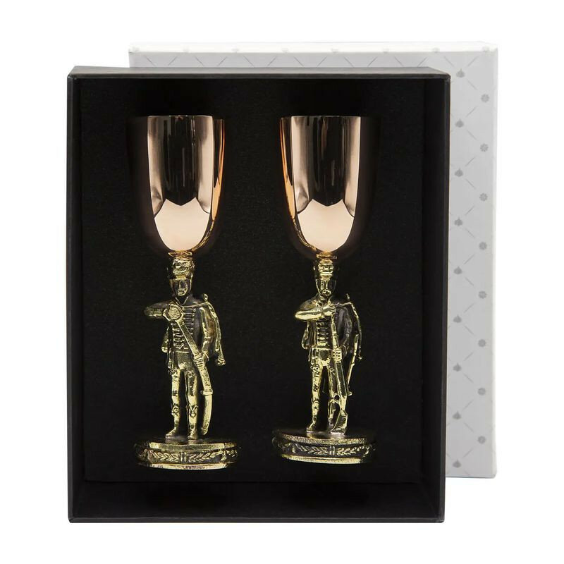 Кольчугинский мельхиор Набор из 2 рюмок "Аты-Баты" медь-латунь с чернением (КМ17510206)