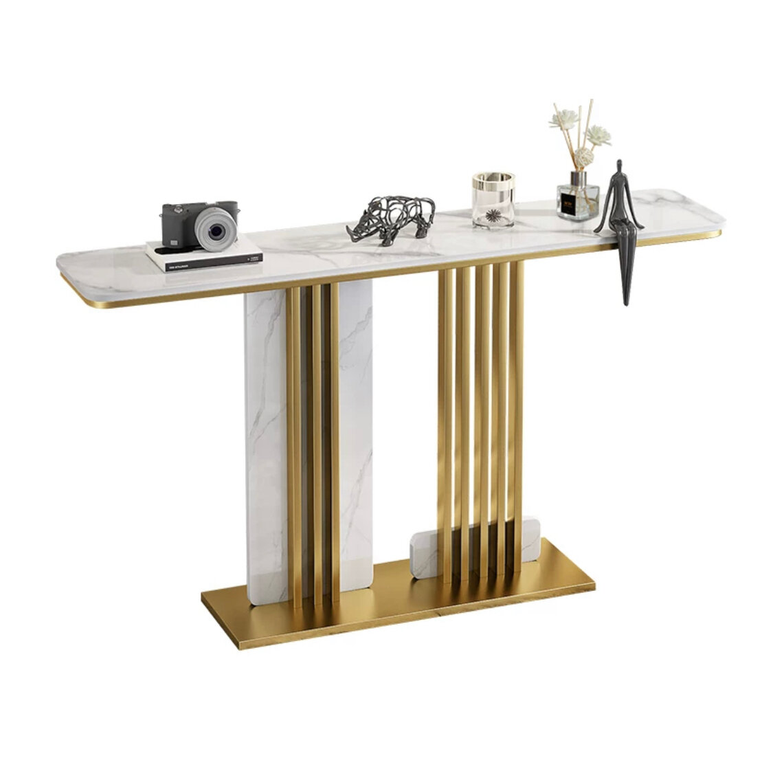 Консоль Carson (Основание золото/ столешница белая / 150см)