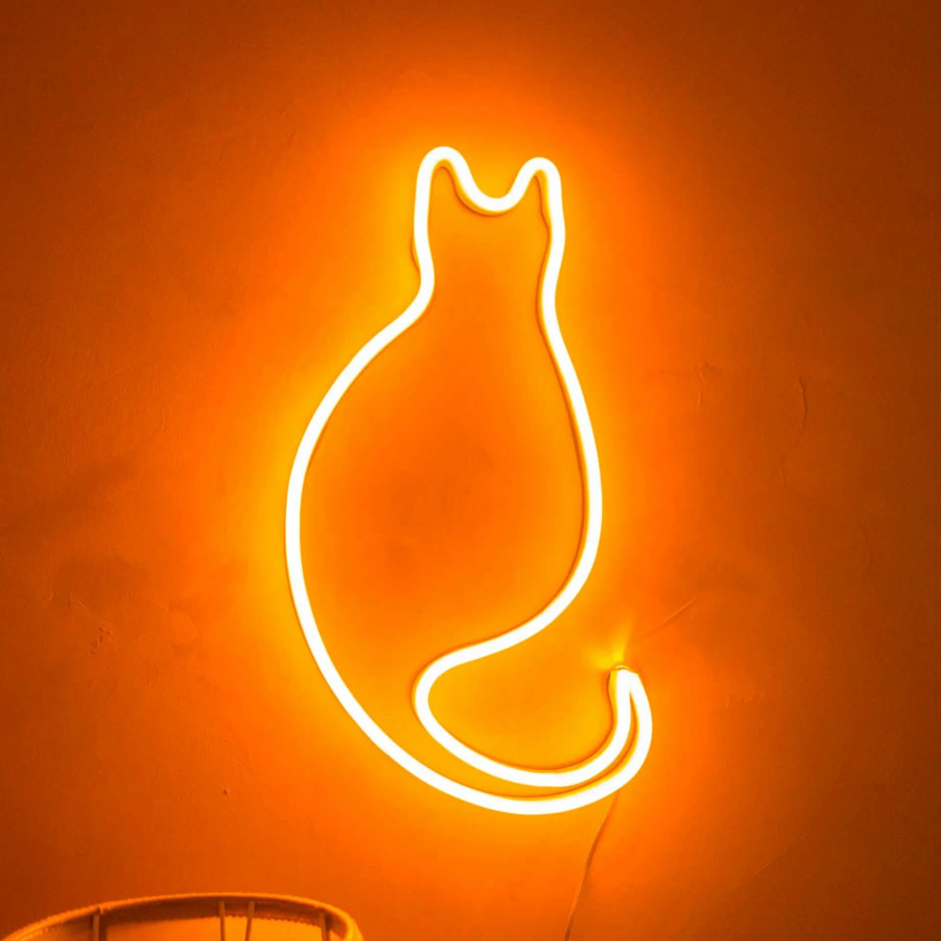 Неоновый светильник Elmarto Кот, 50х29 см, желтый