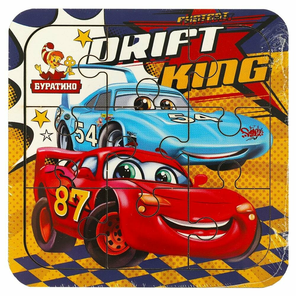 Игрушка деревянная пазл Тачки, 10х10 см. Буратино игрушки из дерева CARS-01
