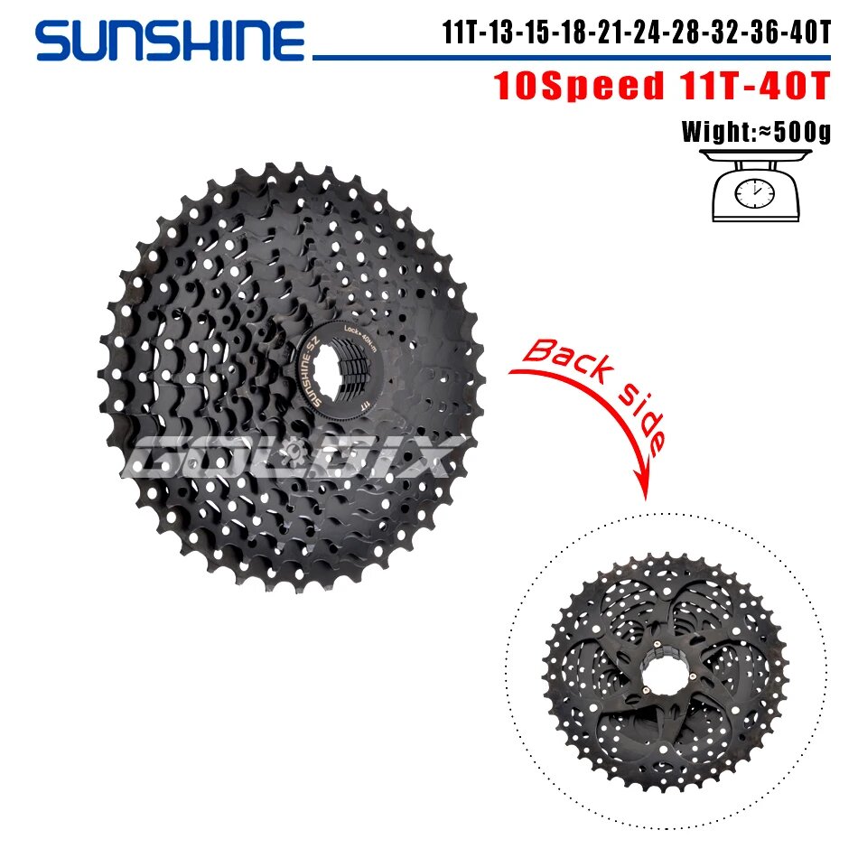 SUNSHINE кассета для горного велосипеда 8/9/10/11/12 скоростей 10Speed 11-40T Black