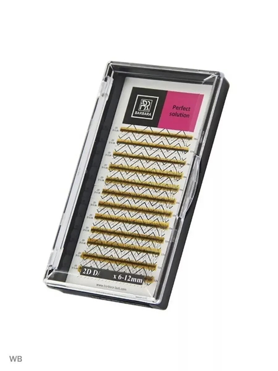 Ресницы Barbara Perfect Solution 5D, изгиб D, длина 6-12 мм, чёрные, PBT волокно