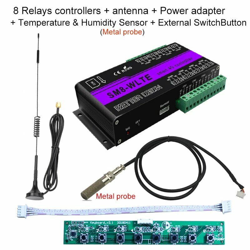 KONLEN SM8-WLTE 8-канальный GSM релейный модуль с датчиком температуры