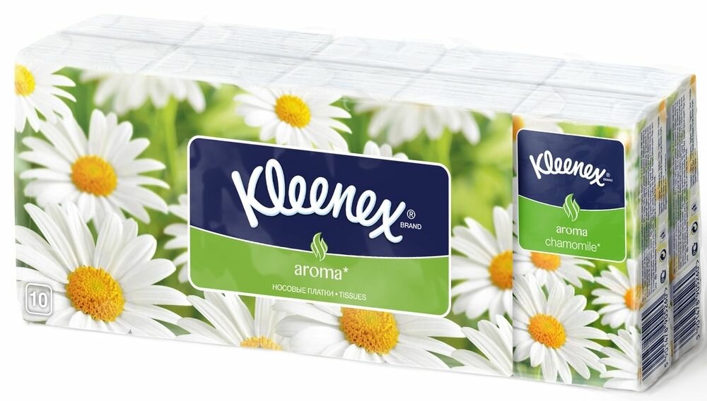 Набор из 3 штук Kleenex носовые платочки ромашка 10 шт