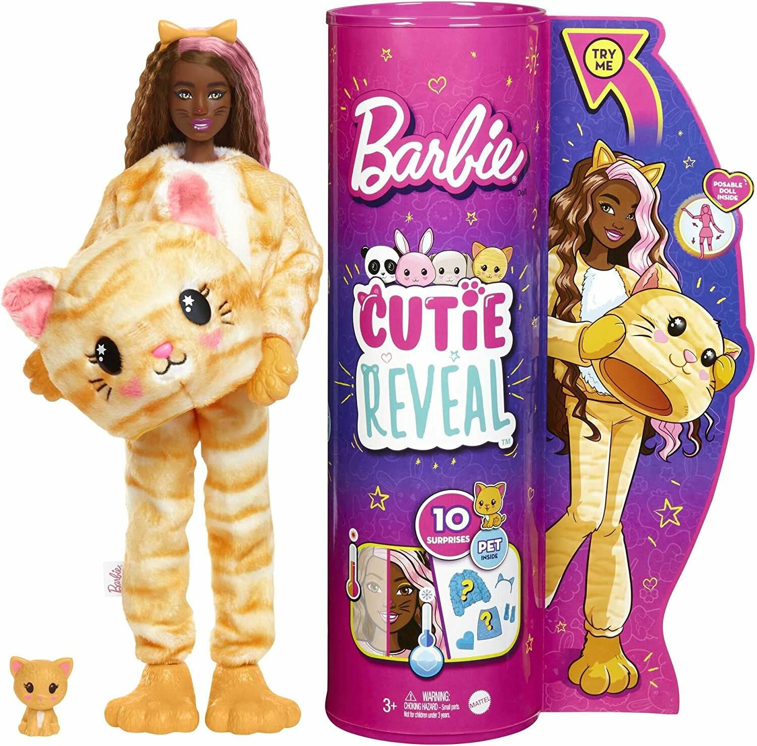 Кукла Barbie, кукла Cutie Reveal Panda Plush Costume с 10 сюрпризами