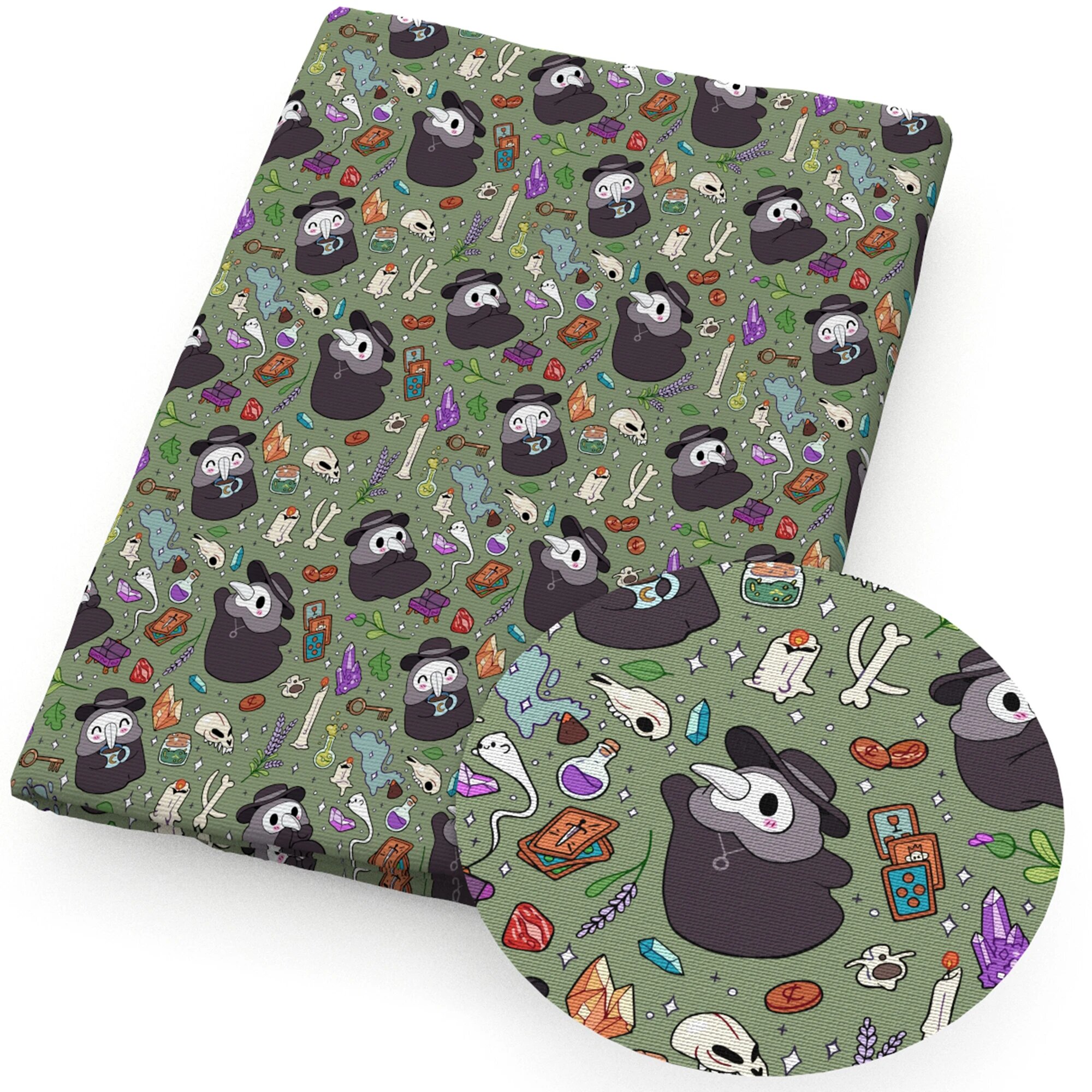 Черная грибная ткань полиэстер хлопок 50*145 см для шитья Темно-зеленый, polyester canvas, 1232896