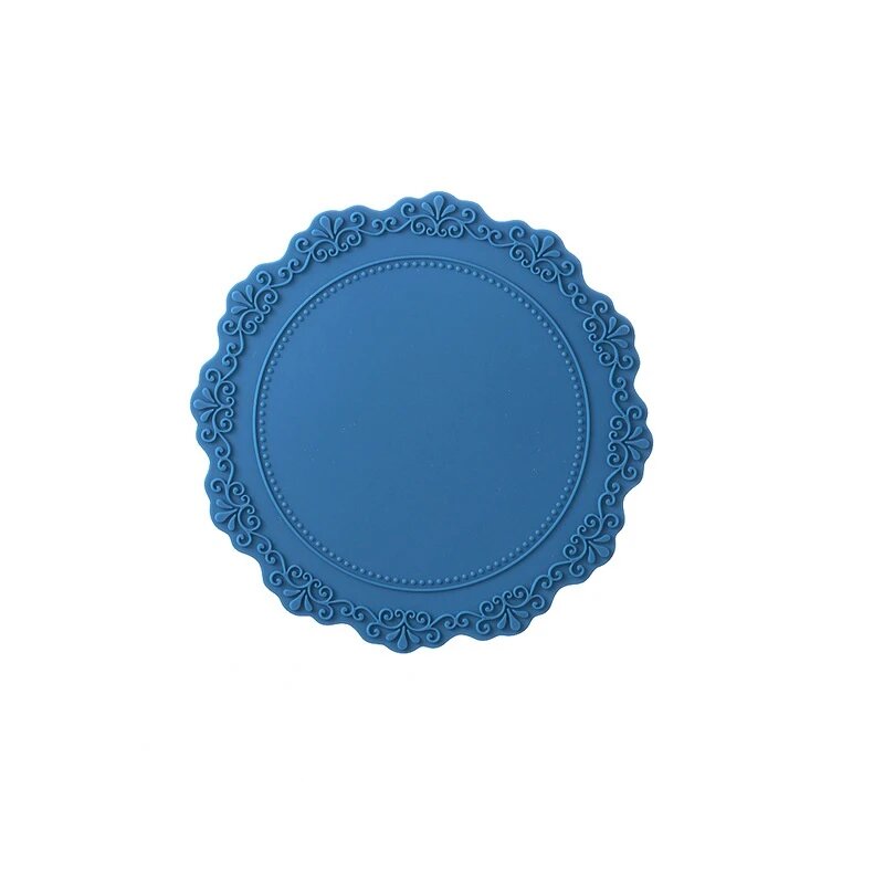 Круглый силиконовый коврик для стола Синий, 16.5cm, Placemat fog Blue
