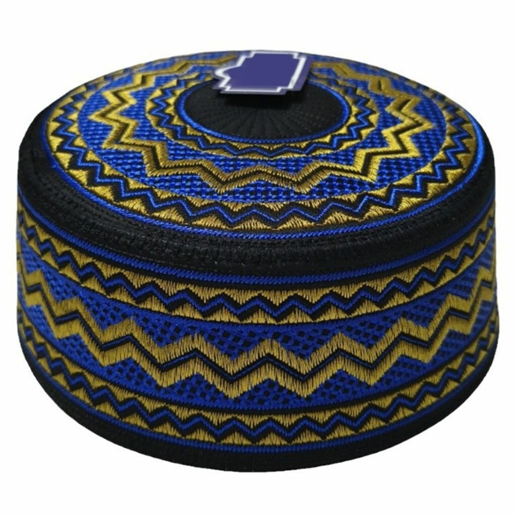 Вышитая мусульманская молитвенная шапочка-Синий-60