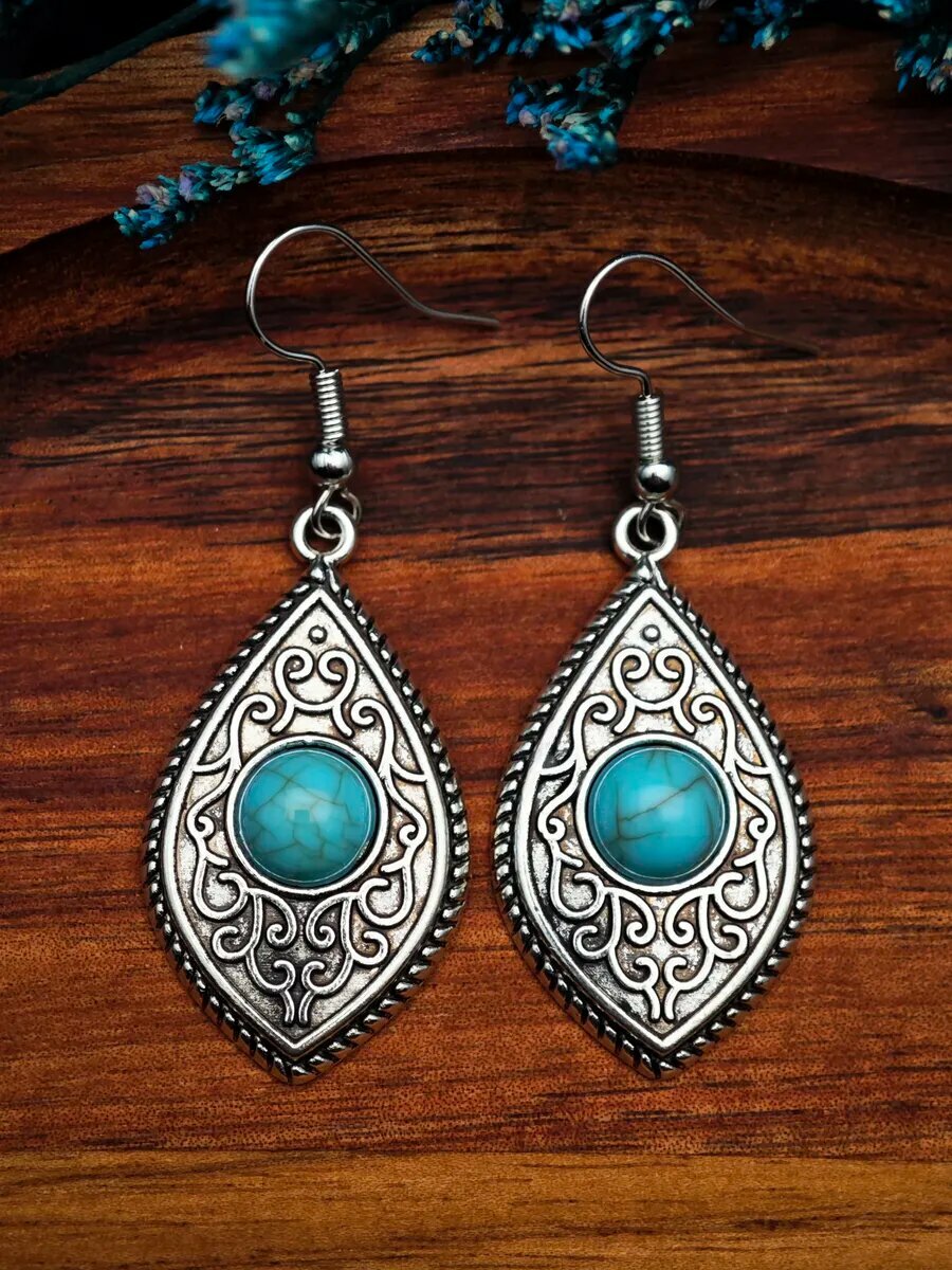 Серьги, эмаль, бирюза синтетическая