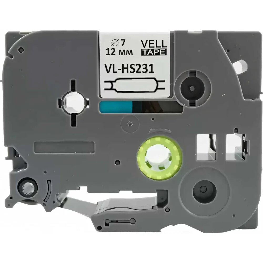 Термоусадочная трубка Vell HSE-231 PT/D200/H105/D600/E300/P700/E550/9700, белый корпус, черный текст, плоская форма