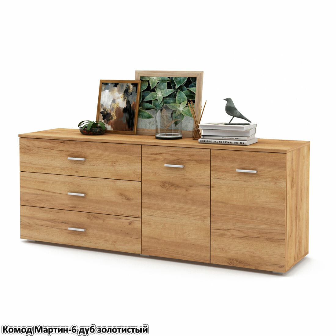 Комод Мартин-6 Дуб золотистый, ЛДСП, МФ Владимир VMF, 160,4х63,3х40 см.