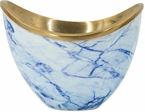 Декоративная чаша алюминиевая золотистая 22x21x16 см под мрамор