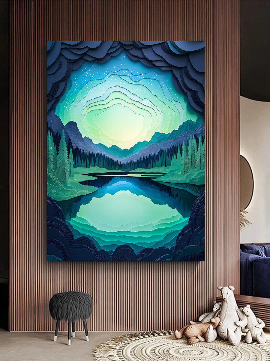 Пейзаж / природа, картина 3д / объемная, постер на холсте, 20х30 см, киригами