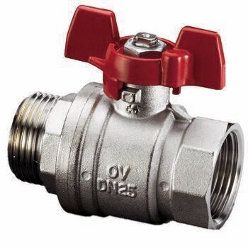 Кран шаровой, Oventrop, Optibal, полнопроходной, DN-25, 1", НВ, PN, бар-16, ручка-бабочка, латунь, н
