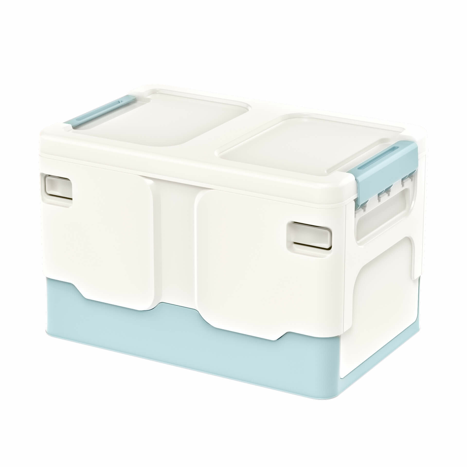 Ящик пластиковый складной белый, дно голубое, 370х240х240 мм