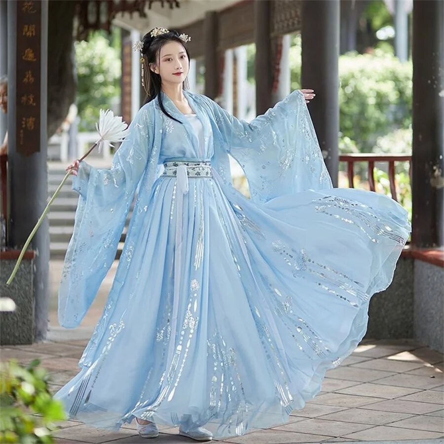 Женский карнавальный костюм Hanfu сине-красного цвета XL height 162-170cm, 4ps suit