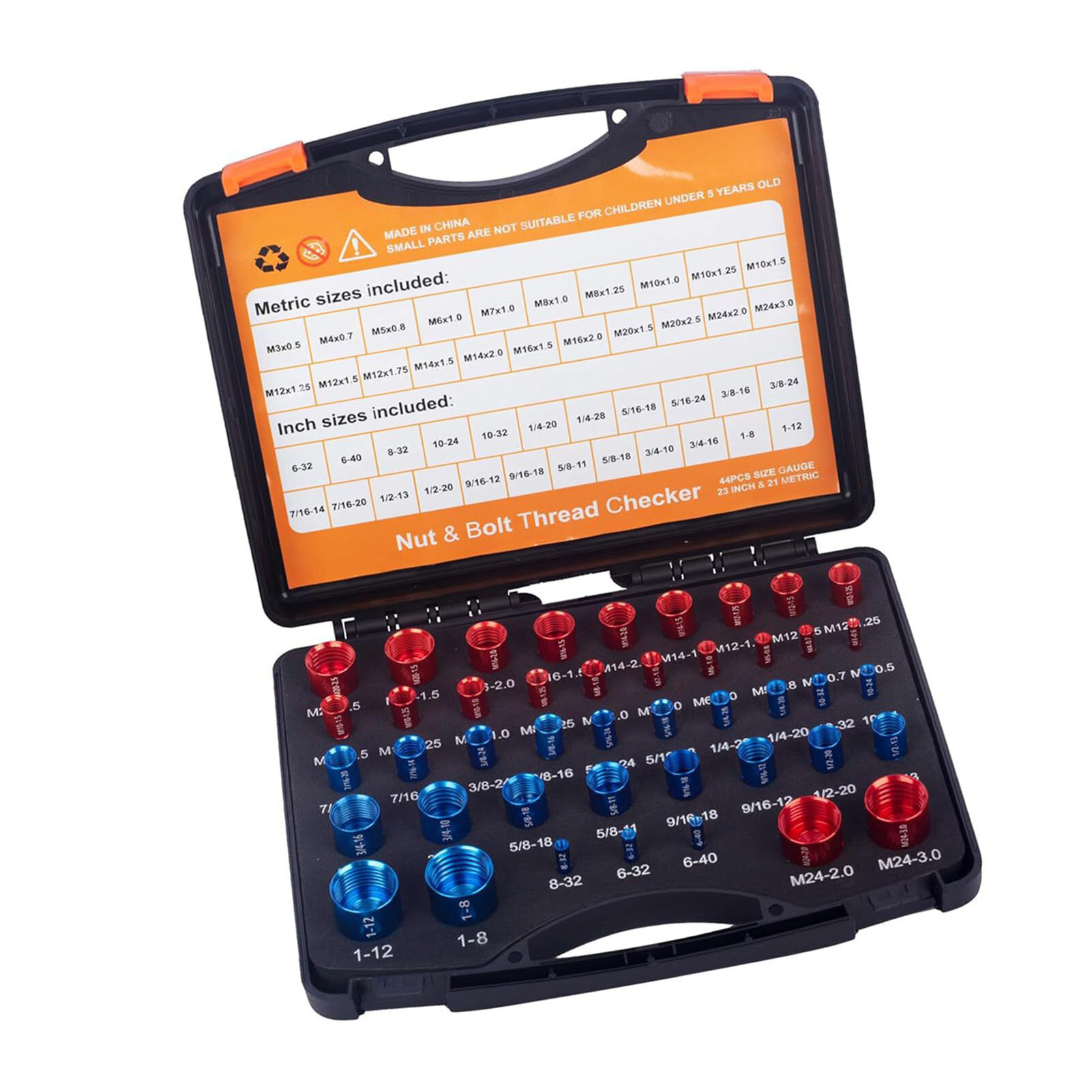 44 детали резьбового чекера гаек и болтов из углеродистой стали в органайзере