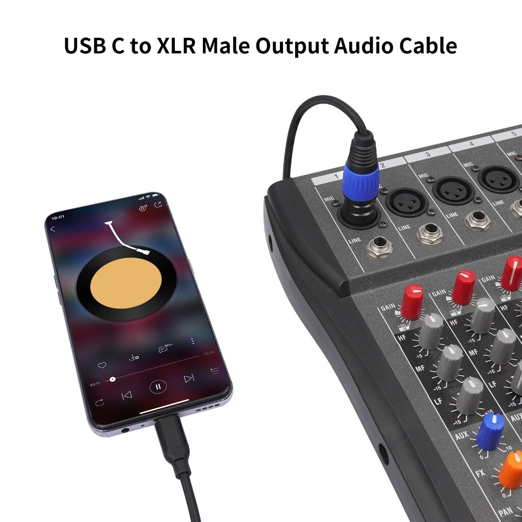 Кабель USB-C — XLR (м), 3m — фото 1
