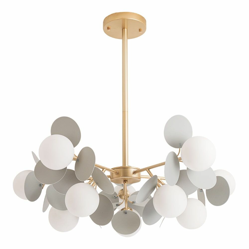 Люстра на штанге Arte Lamp Peacock D780xH280 мм G9 цвет матовое золото/серый, арт. A1369SP-10GY