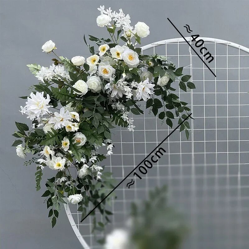 Искусственная цветочная арка из шелка Lucky flower Белый, green A