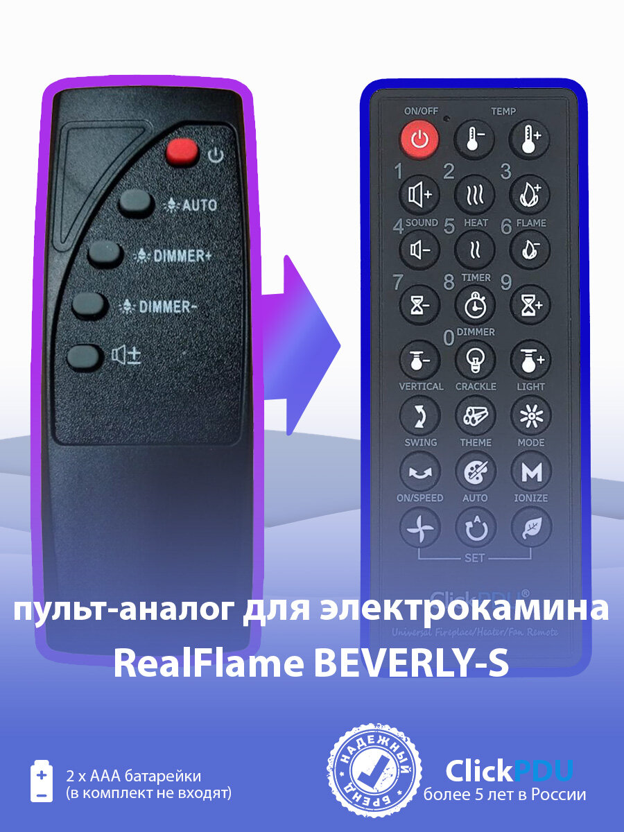 Пульт-аналог для электрокаминов REAL FLAME BEVERLY-S