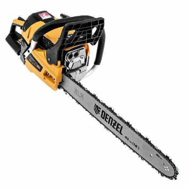 Пила цепная бензиновая DS-5218, шина 45 см, 52 см3, 3 л. с, шаг 0,325, паз 1,5 мм, 72 звена Denzel