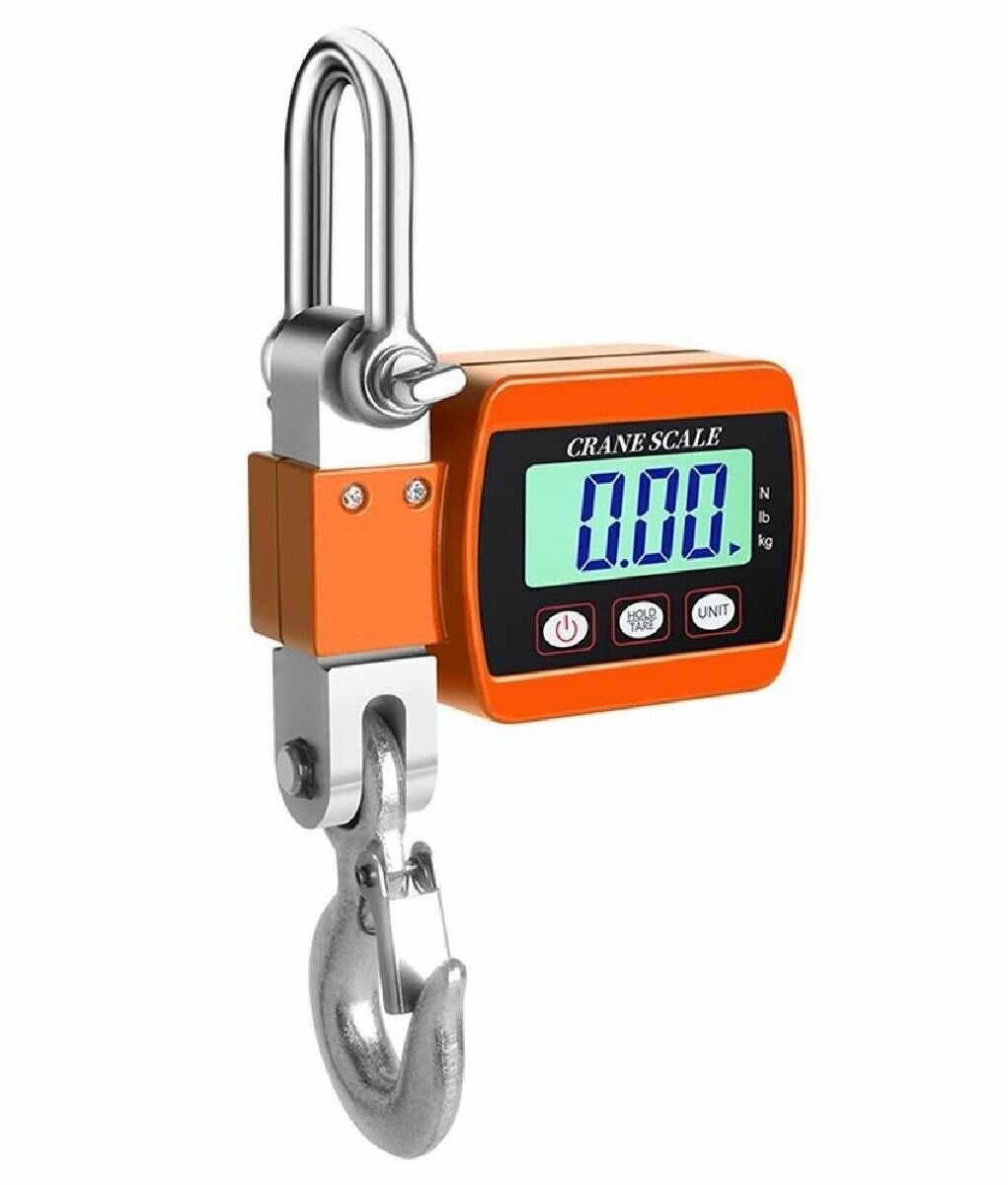 Весы подвесные крановые, 500 кг. Цифровой безмен из нержавеющей стали с ЖК дисплеем.