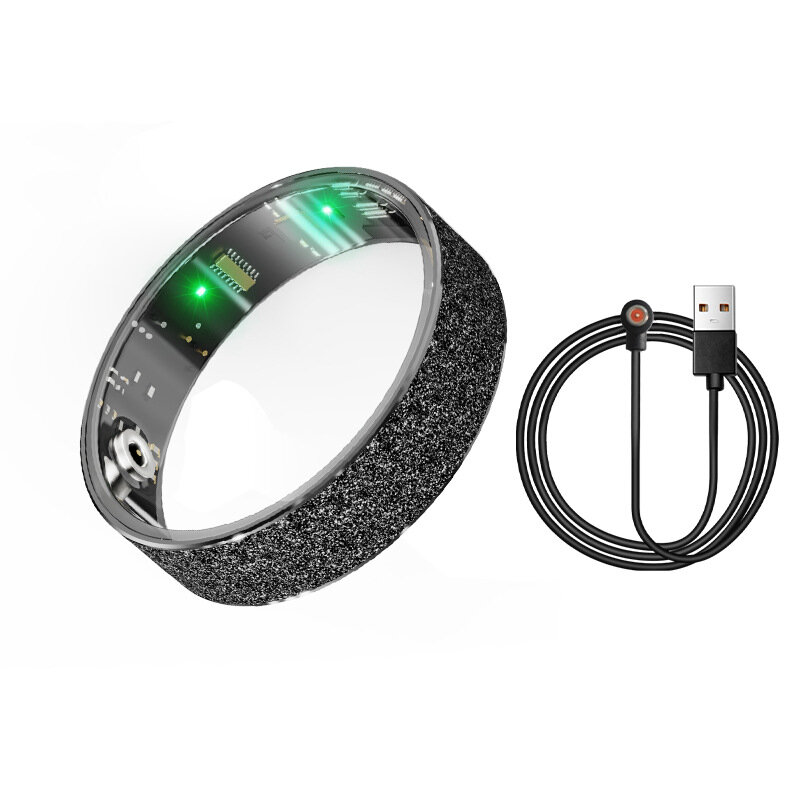 Cмарт-кольцо V3, Smart Ring умное кольцо с пульсометром; измерение калорий, кислорода, сна, шагомер, черное №8 18.1 мм
