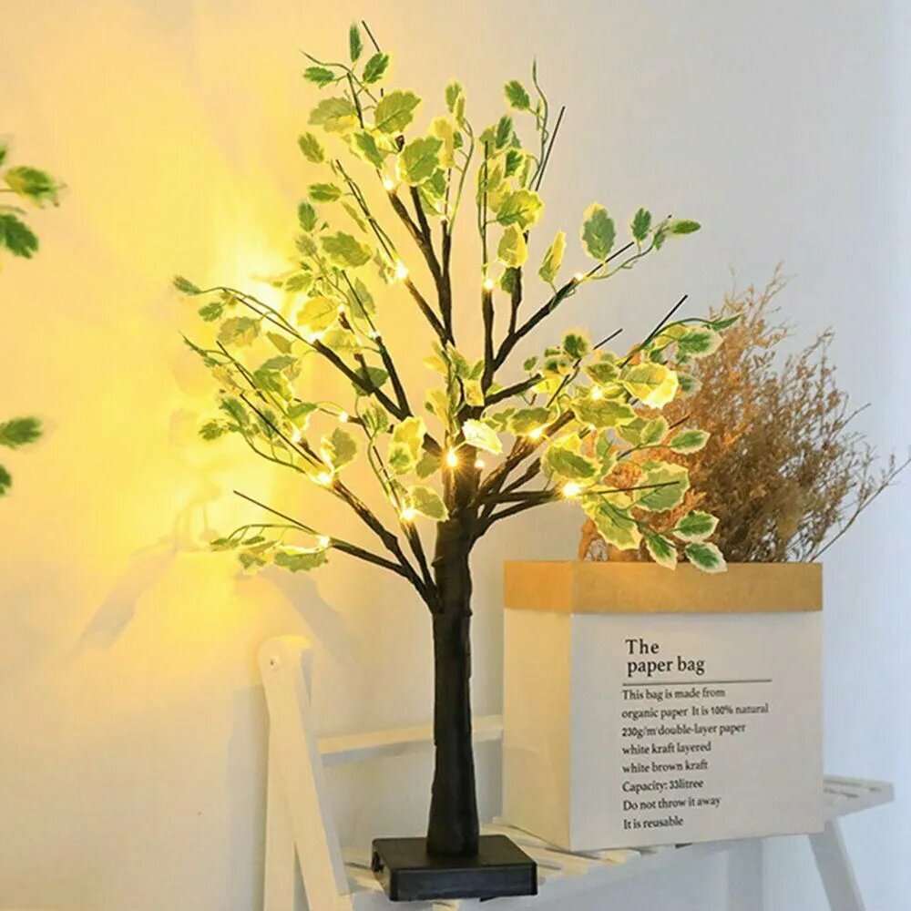 Декоративная настольная лампа "Белая береза" светодиодный лампа