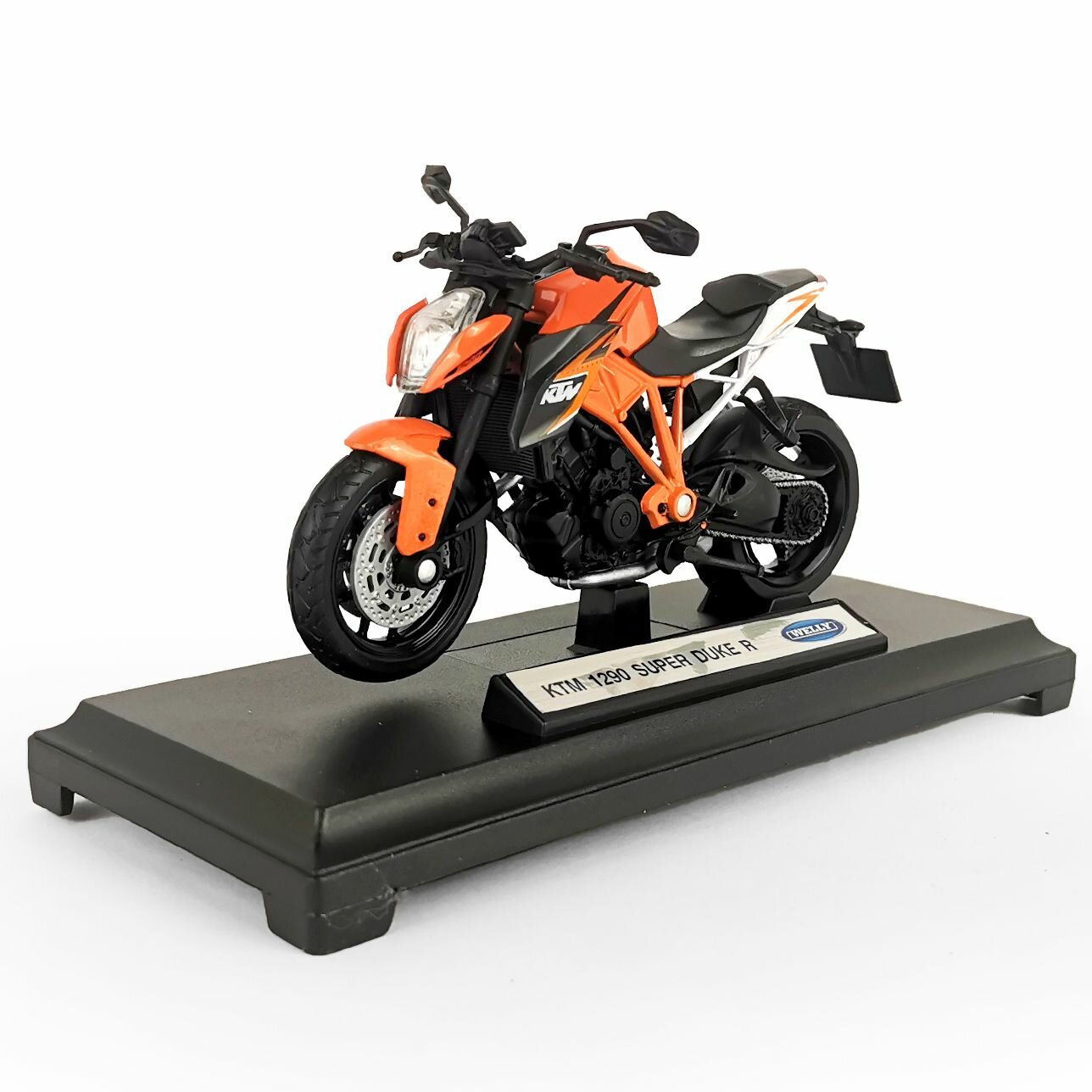Мотоцикл металлический KTM 1290 SUPER DUKE R, масштабная коллекционная модель Welly 1:18 оранжевый, КТМ-1-3
