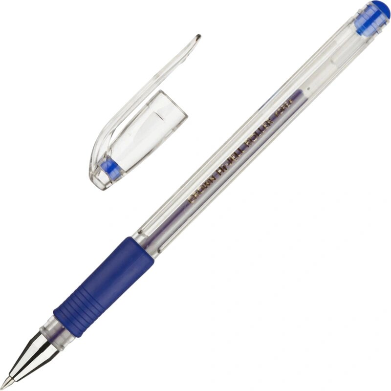 Ручка гелевая неавтомат. CROWN HJR-500R 0,5мм. рез. манж. синий