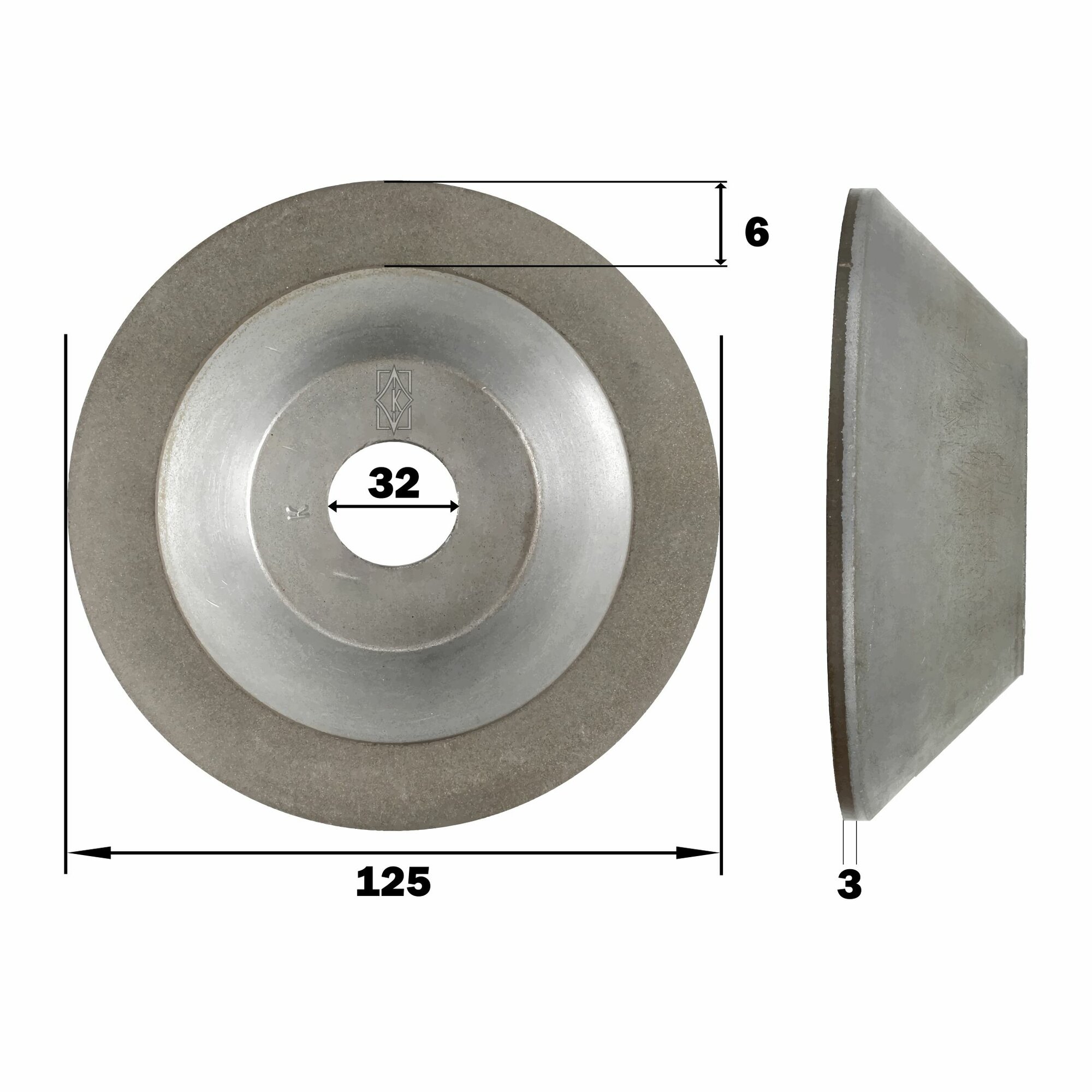 Круг шлифовальный алмазный КристАл Лтд 12А2-45 (125х6х3х40х32 мм) 125/100 АС6 В2-01 100%