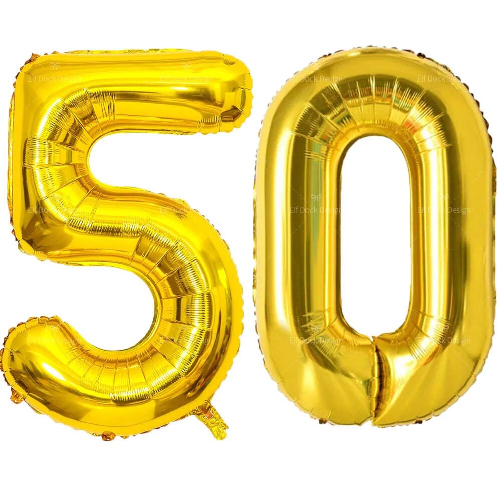 Золотые цифры 50 из фольги для праздника