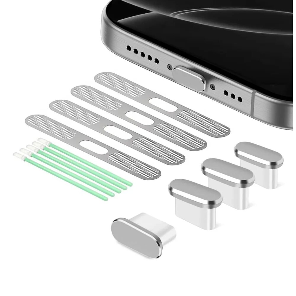 Заглушки для USB C порта, Silver, 4 шт.