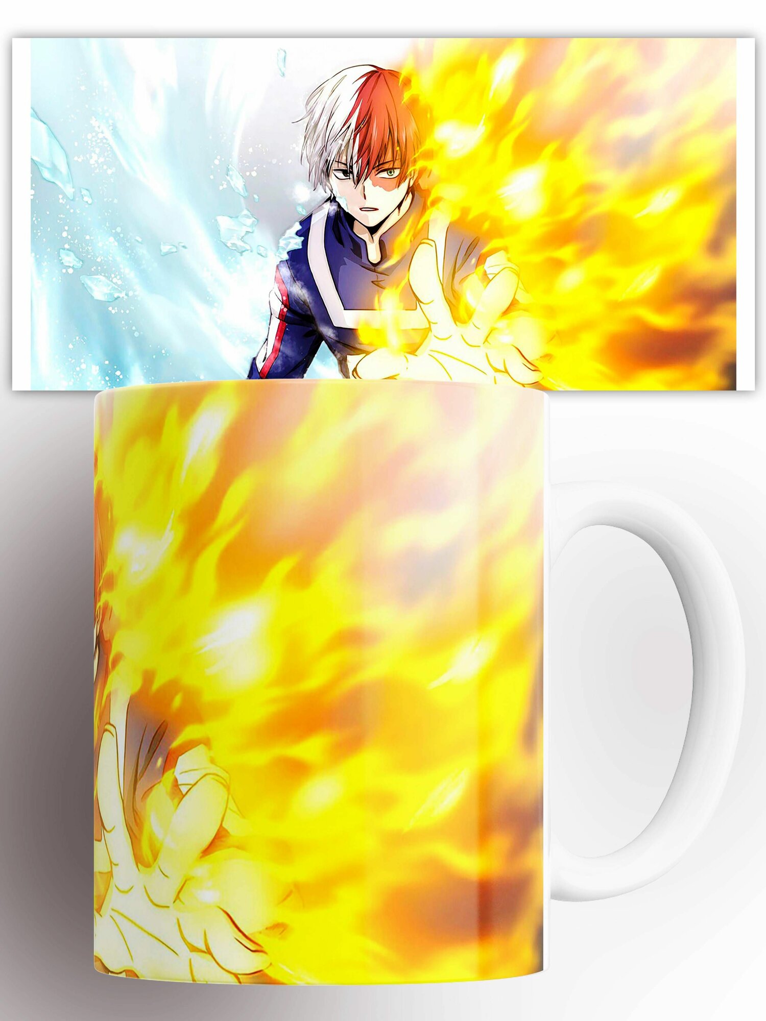 Кружка с принтом Аниме Моя Геройская Академия Тодороки Шото Boku no Hero Academia Тоdoroki Shoto 330 мл