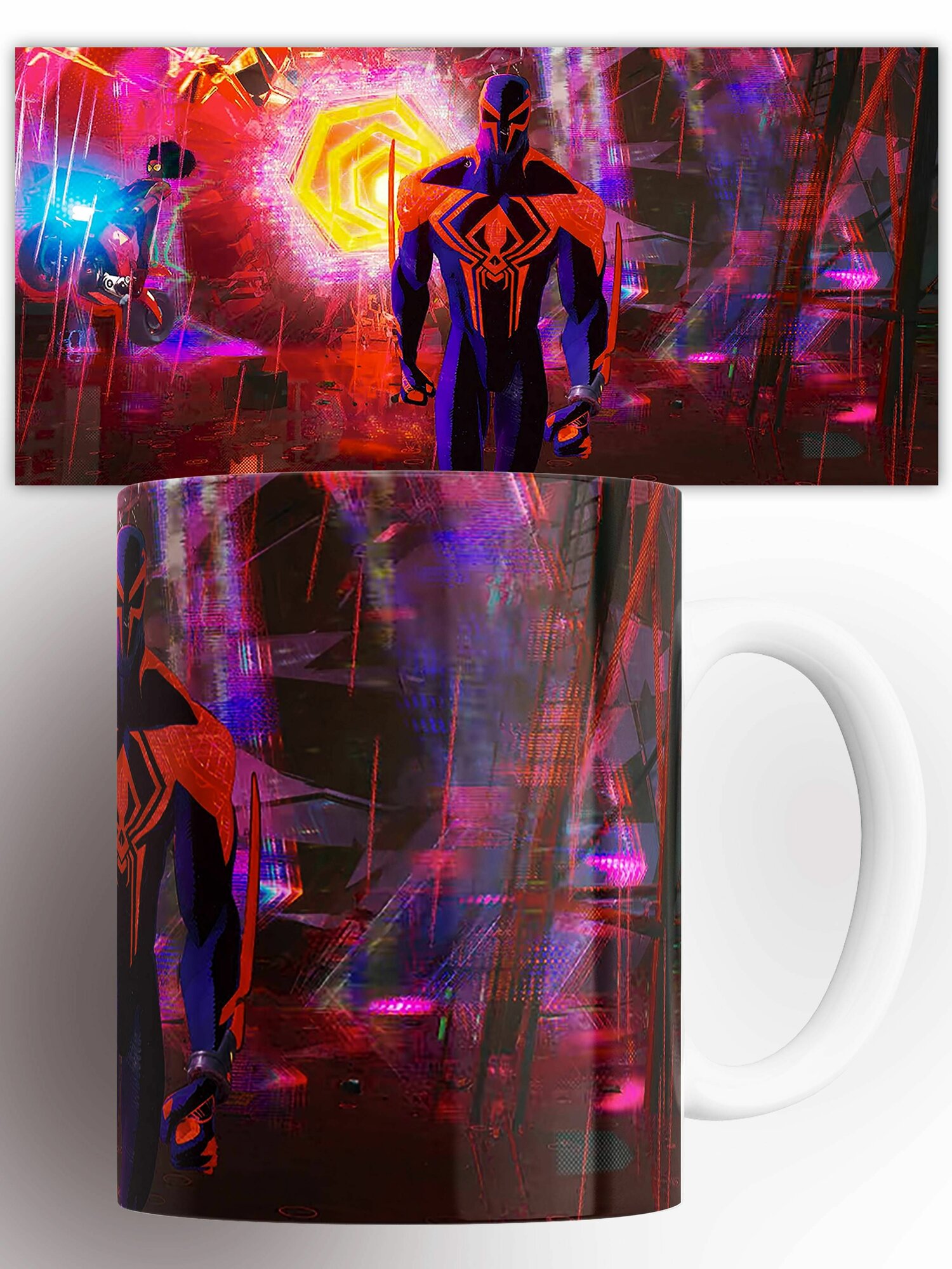 Кружка Человек-паук: Паутина вселенных 2099 Spider-Man: Into the Spider-Verse , с принтом на подарок 330 мл