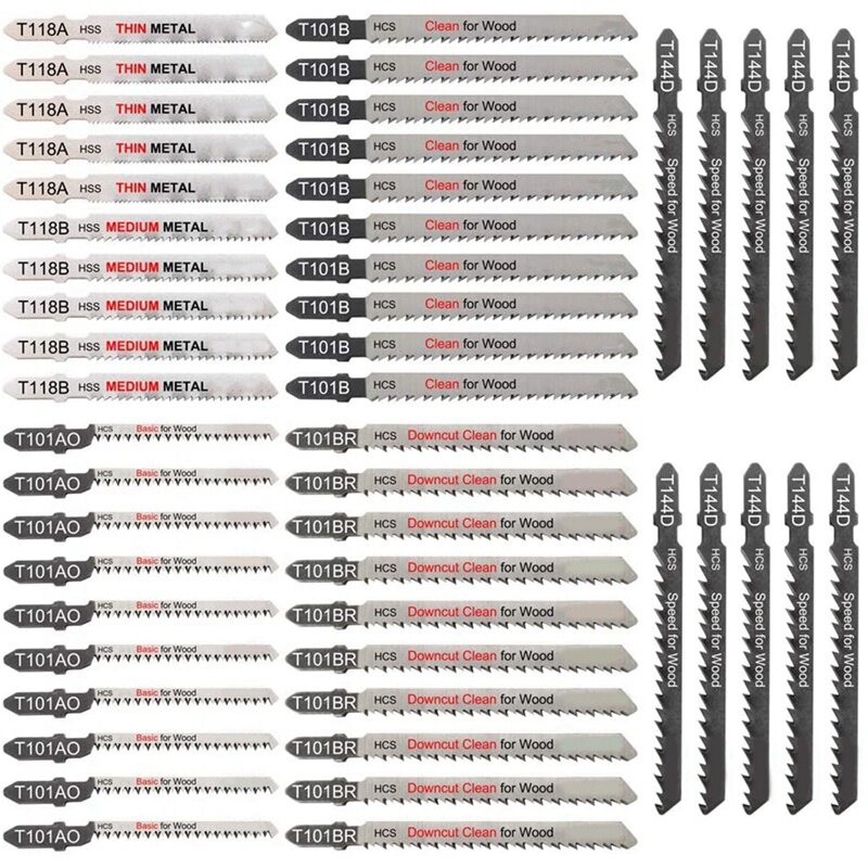 50 шт. наборов полотен для лобзика, различные полотна для лобзика с Т-образной ручкой для резки дерева, пластика и металла