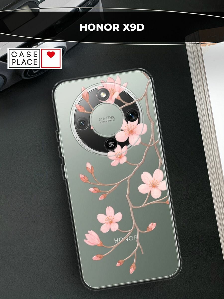 Чехол на Honor X9d / Хонор X9d с принтом Веточка распускающейся сакуры 2