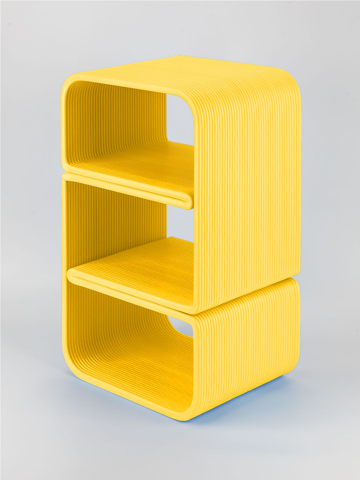 Столик-тумба из переработанного 3D-пластика, цвет - желтый