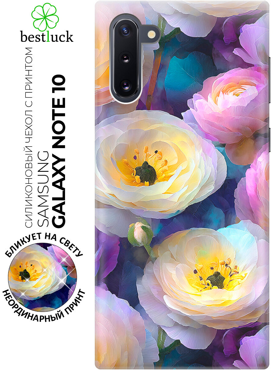 Силиконовый чехол на Samsung Galaxy Note 10 с принтом "Кружева из ранункулюсов"