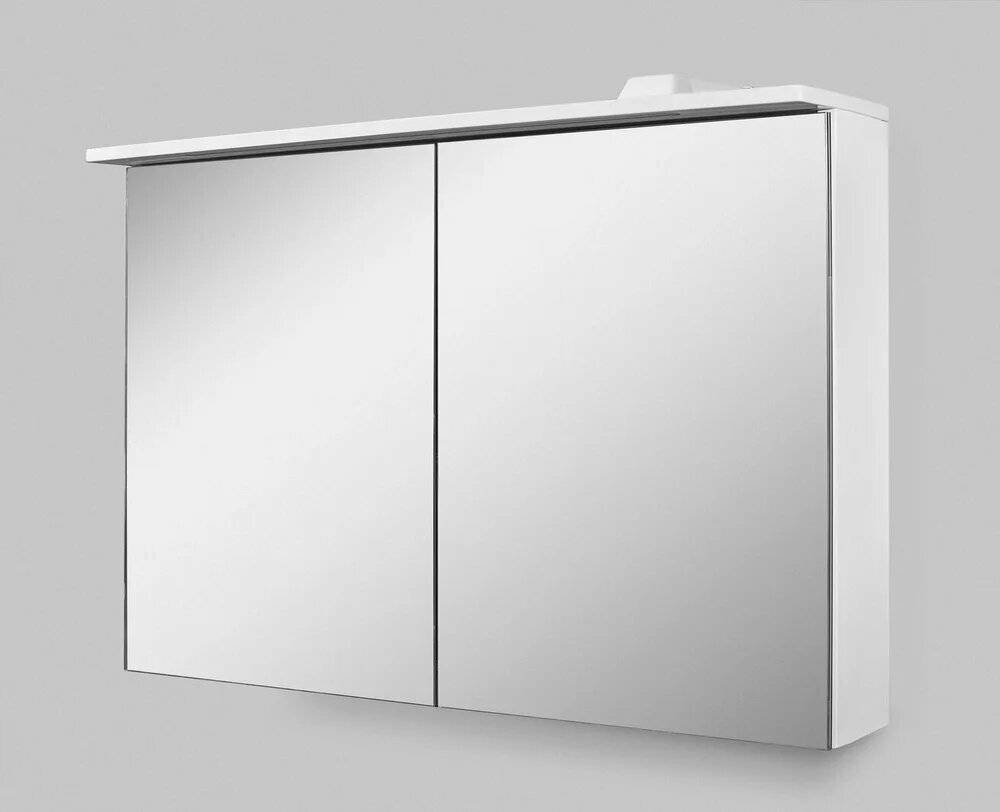 Зеркало-шкаф AM.PM Spirit V2.0 100 со светодиодной подсветкой, 100 см, с розеткой, белое, зеркало настенное в ванную